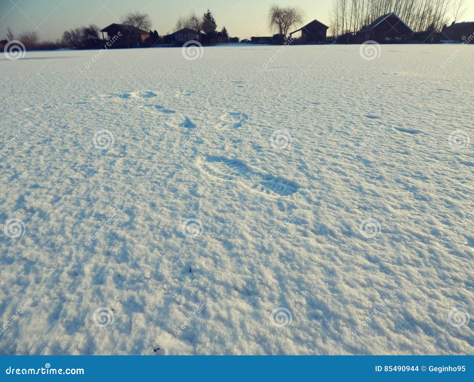 Footprint stock photo. Image of shadow, footprint, snow - 85490944