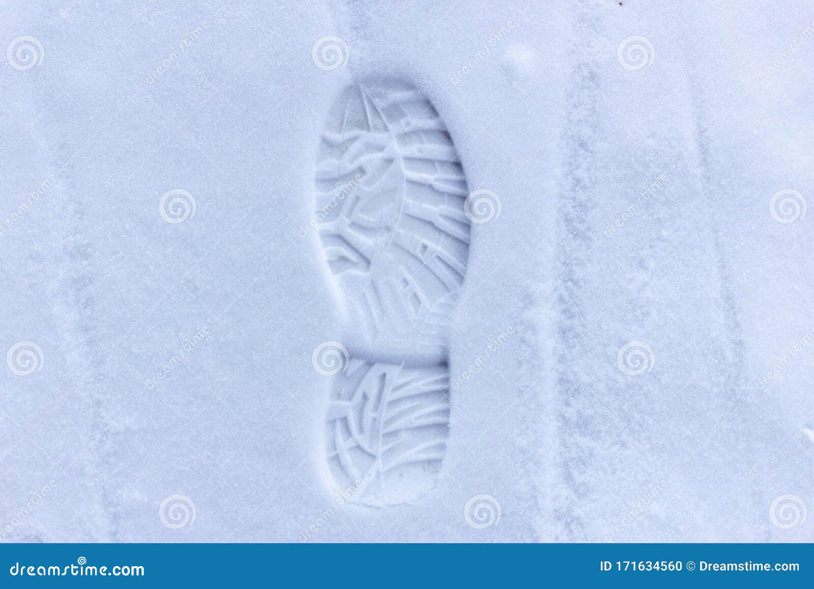 Footprint in the Snow from a Man Boot Stock Photo - Image of print ...