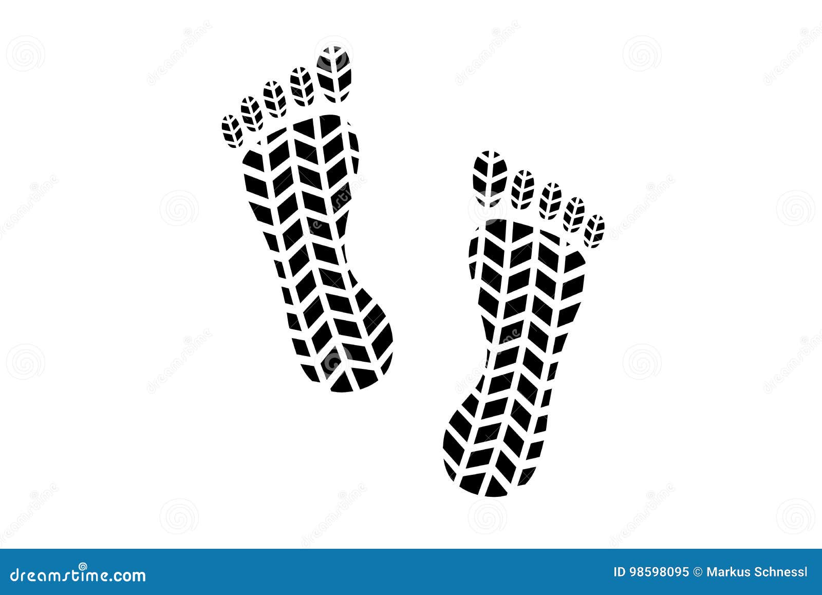 Footprint with Tire Tread Pattern Stock Illustration - Illustration of ...