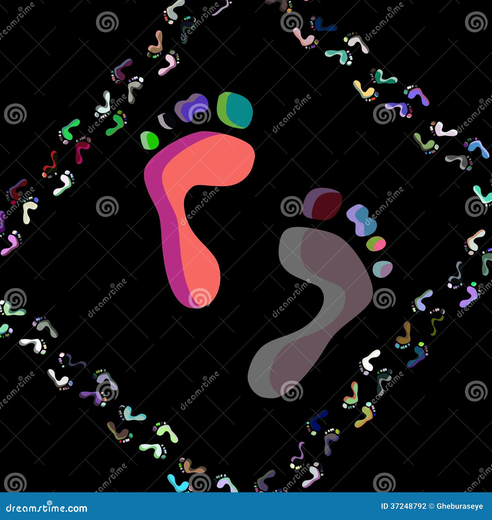 Background with Colorful Footprints Stock Illustration - Illustration ...