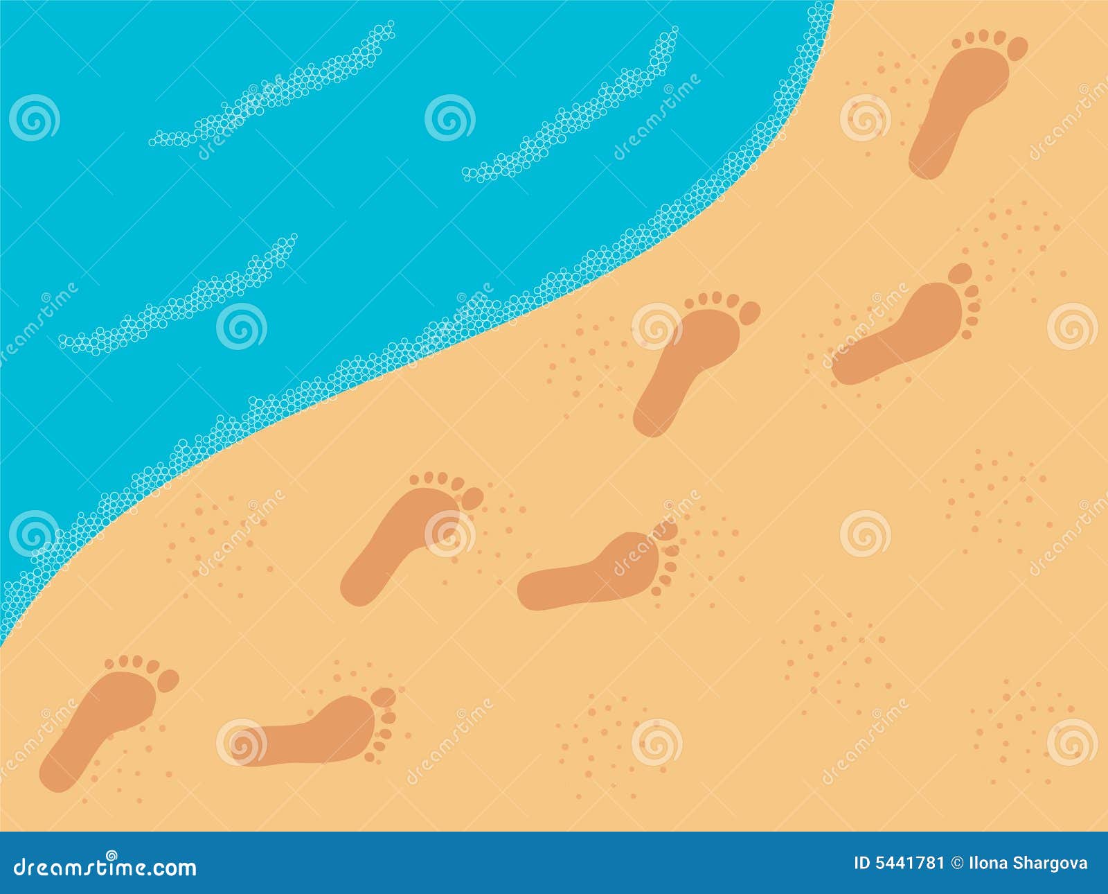 Footprints on beach stock vector. Illustration of copy - 5441781