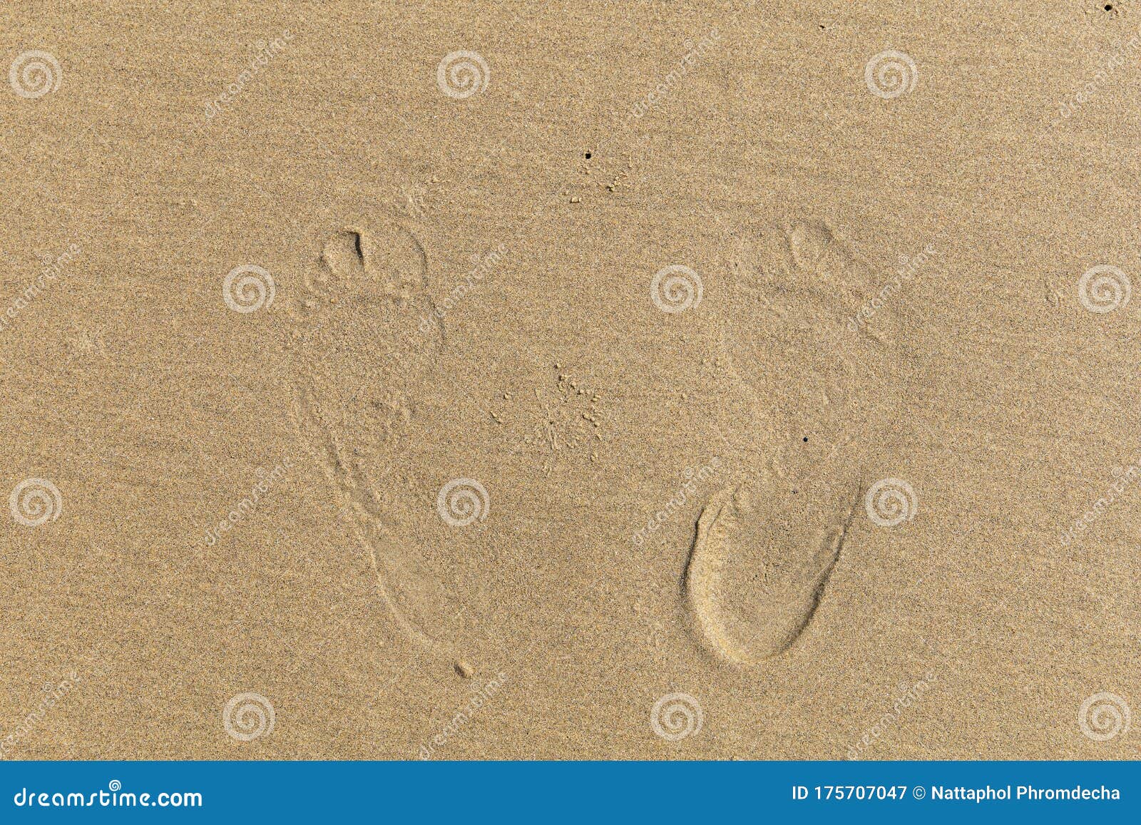 Footprints on the Beach Sand Texture and Background Stock Image - Image ...