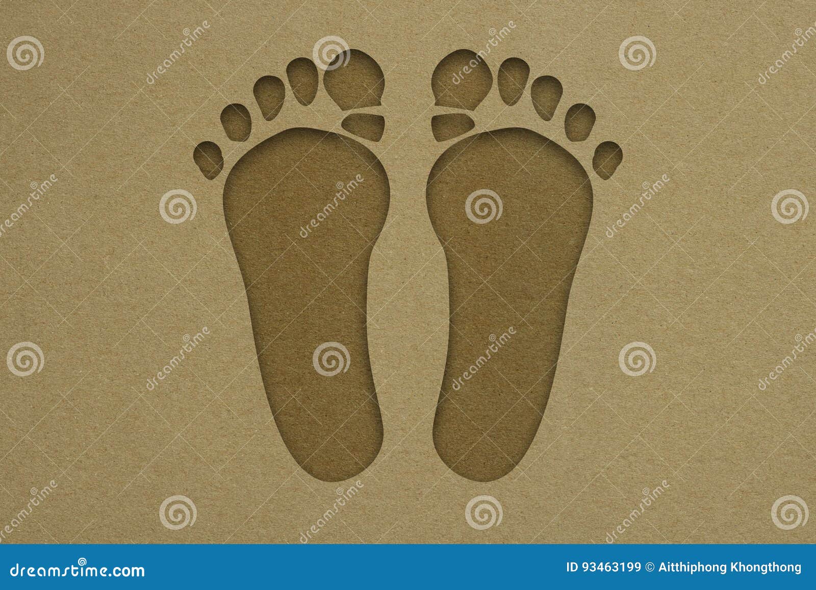 Footprints on Brown Background, Top View Stock Illustration ...