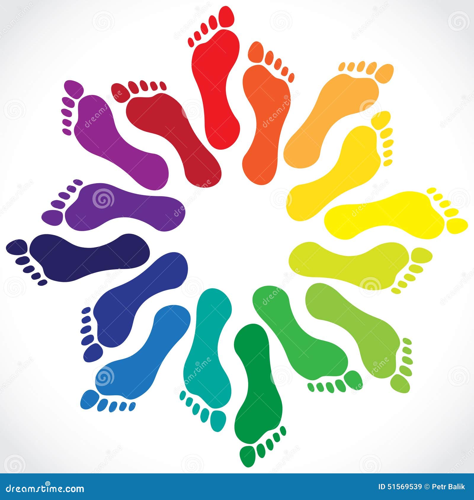Footprints in a circle stock illustration. Illustration of footprint ...