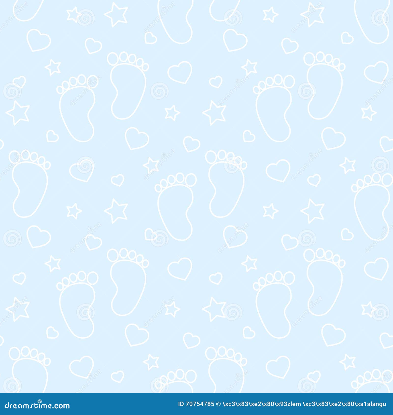 Seamless Baby Footprints Background and Pattern Vector Illustration ...