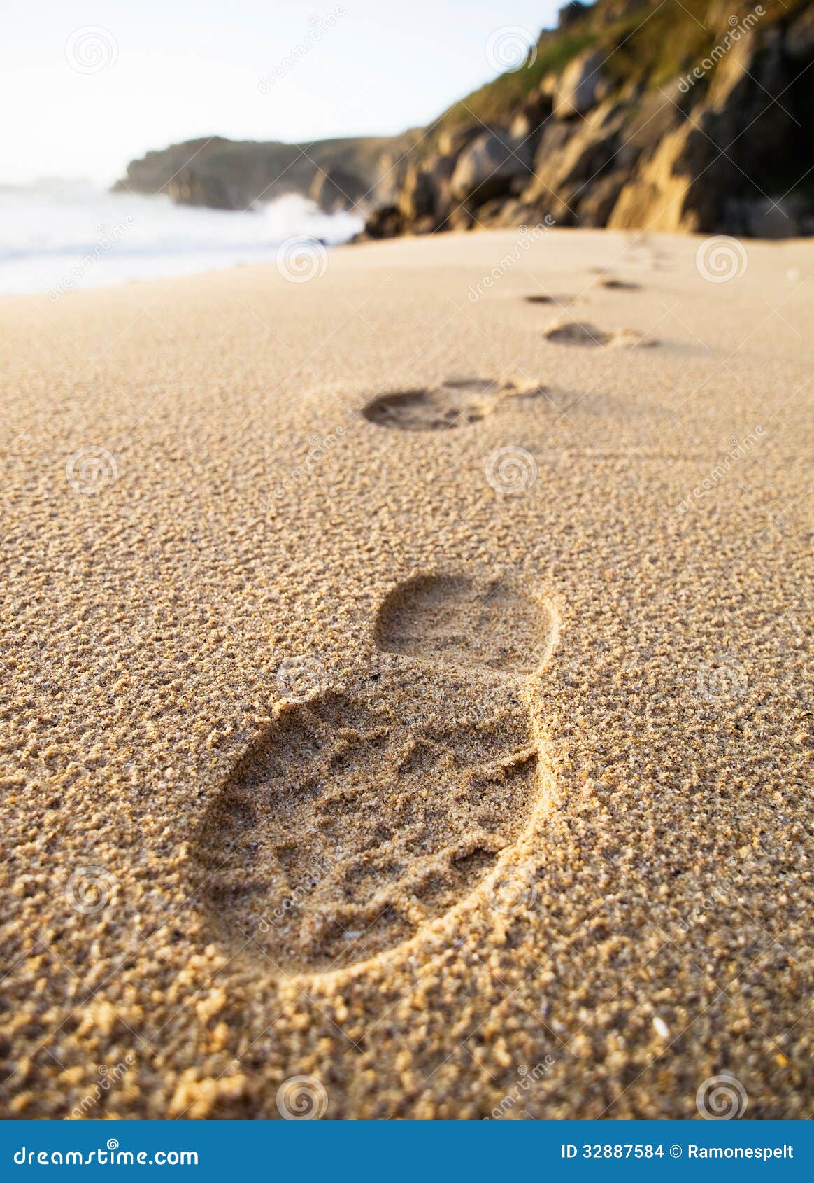 Footprints Detail in the Sand of the Beach Stock Photo - Image of boot ...