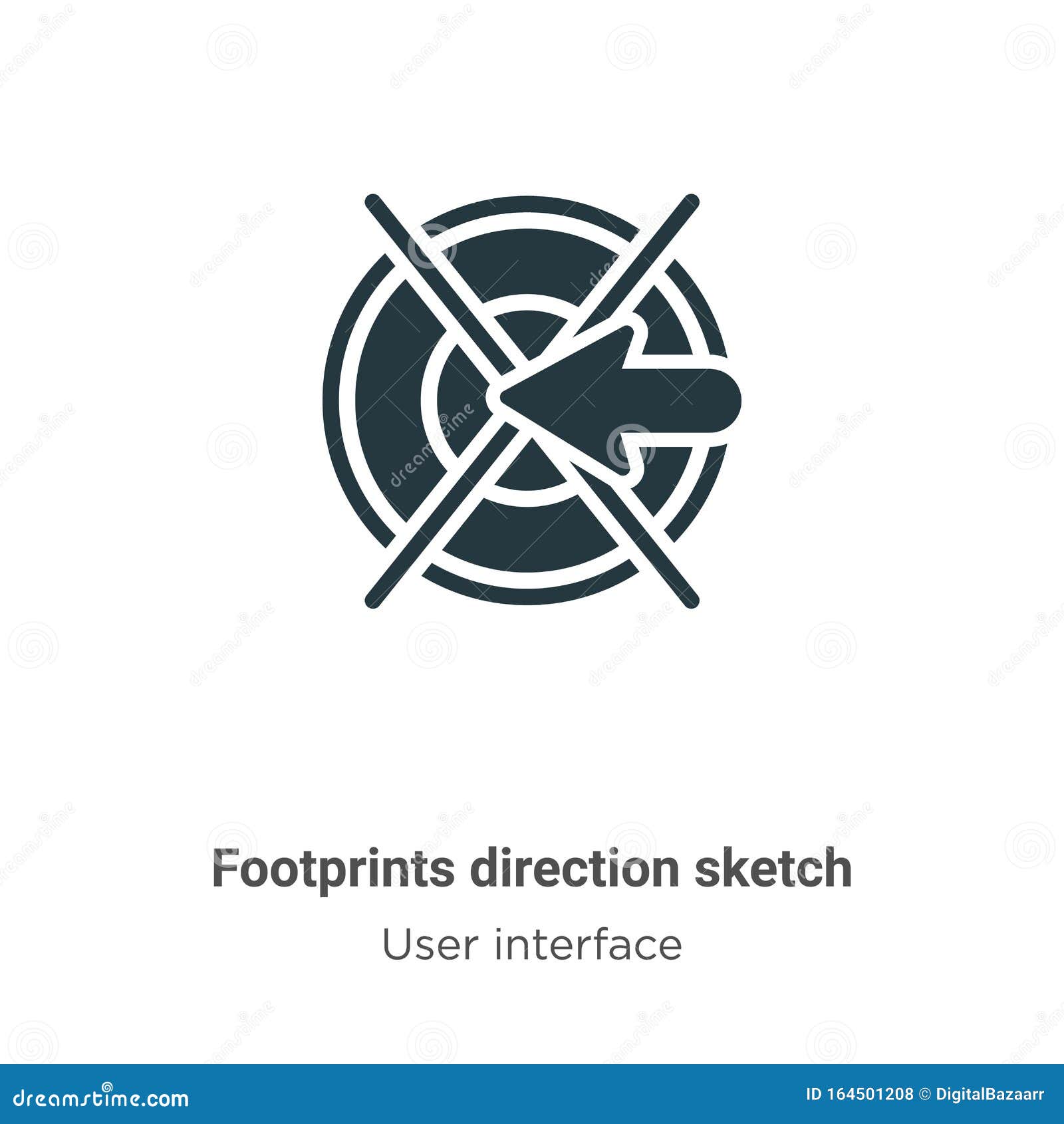 Footprints Direction Sketch Vector Icon on White Background. Flat ...