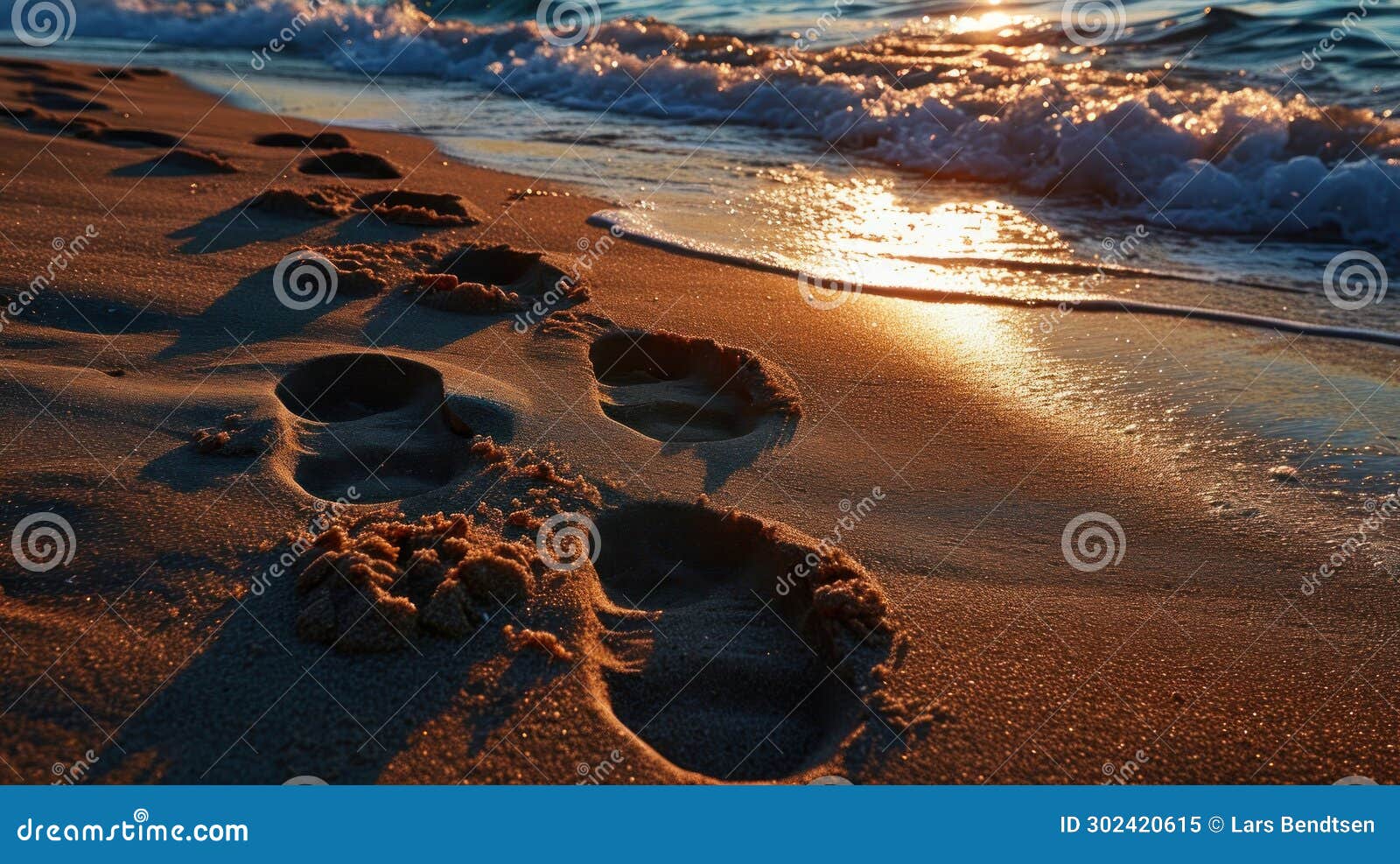 Footprints Disappearing in Sand - AI Generated Stock Illustration ...