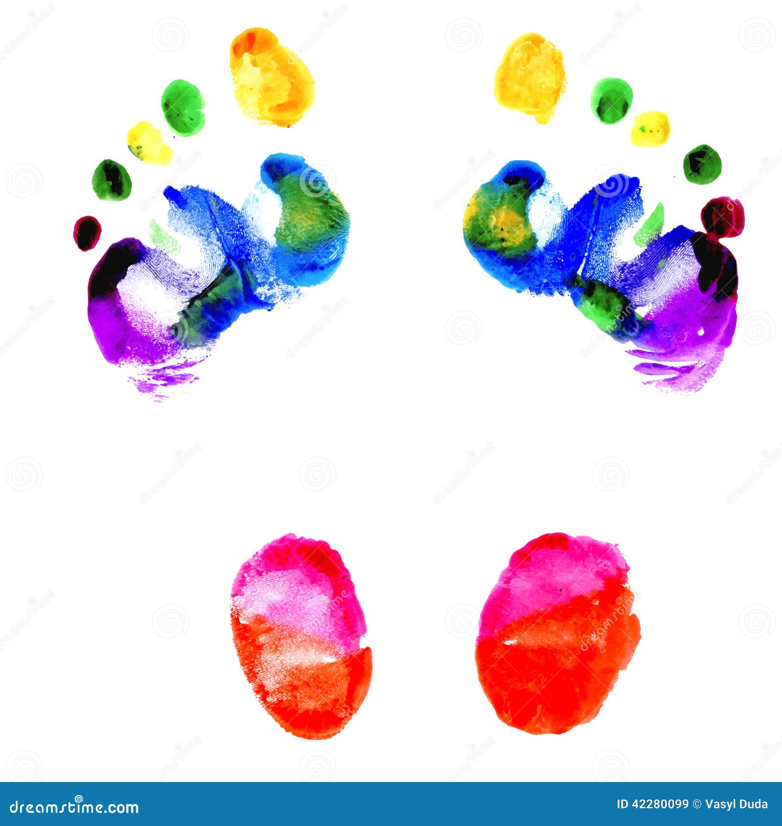Footprints of Feet Painted in Various Colors Stock Vector ...