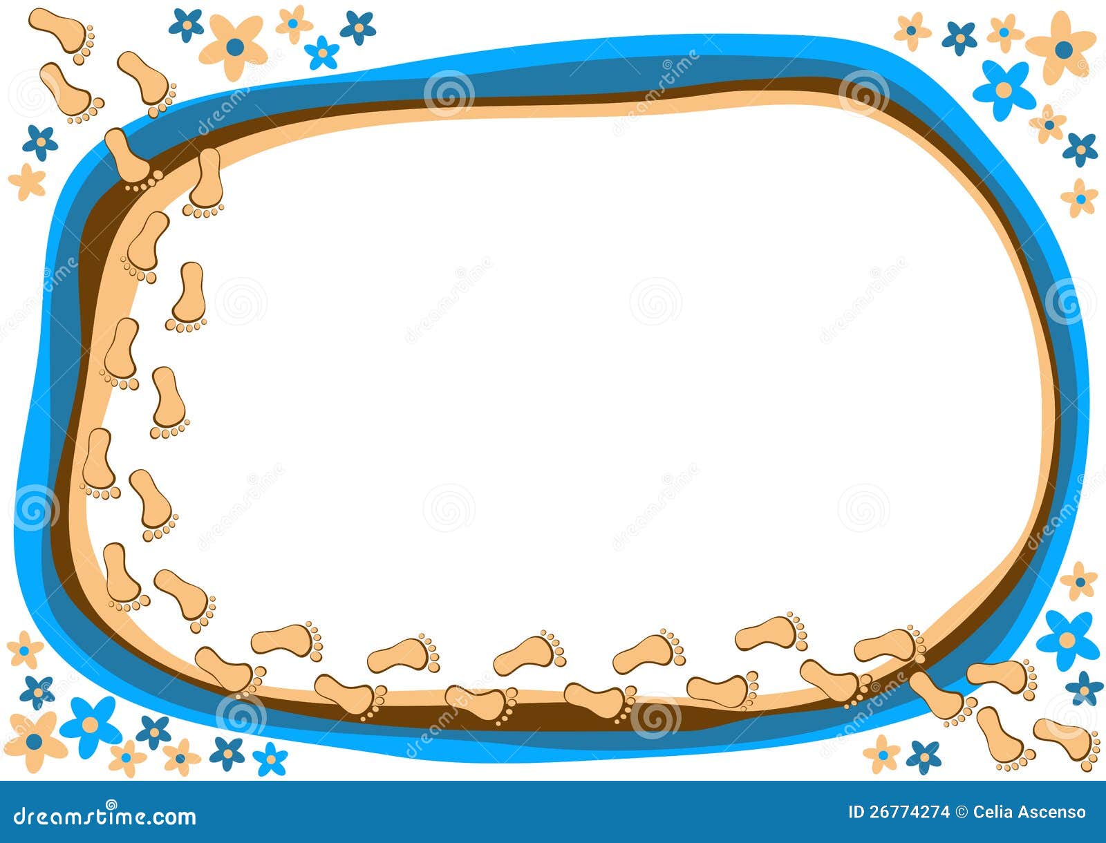 Footprints and Flowers Frame Border Stock Photo - Illustration of ...
