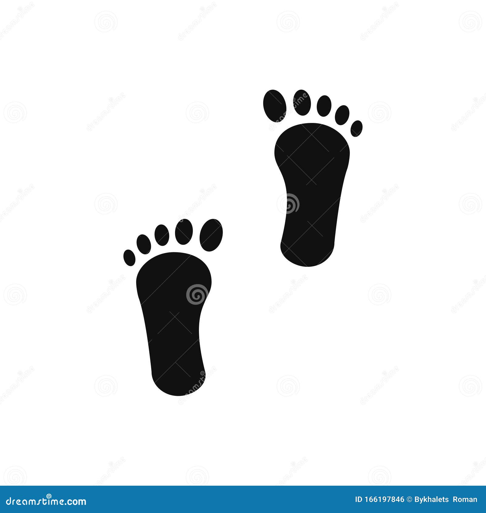 Human Prints Bare Feet Top View. Black Chain Footsteps Humanoid Smeared ...