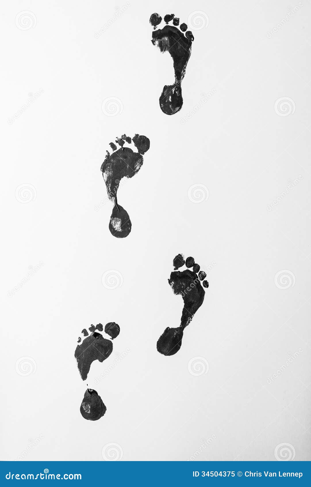 Footprints Four Paint Black+White Stock Image - Image of white ...
