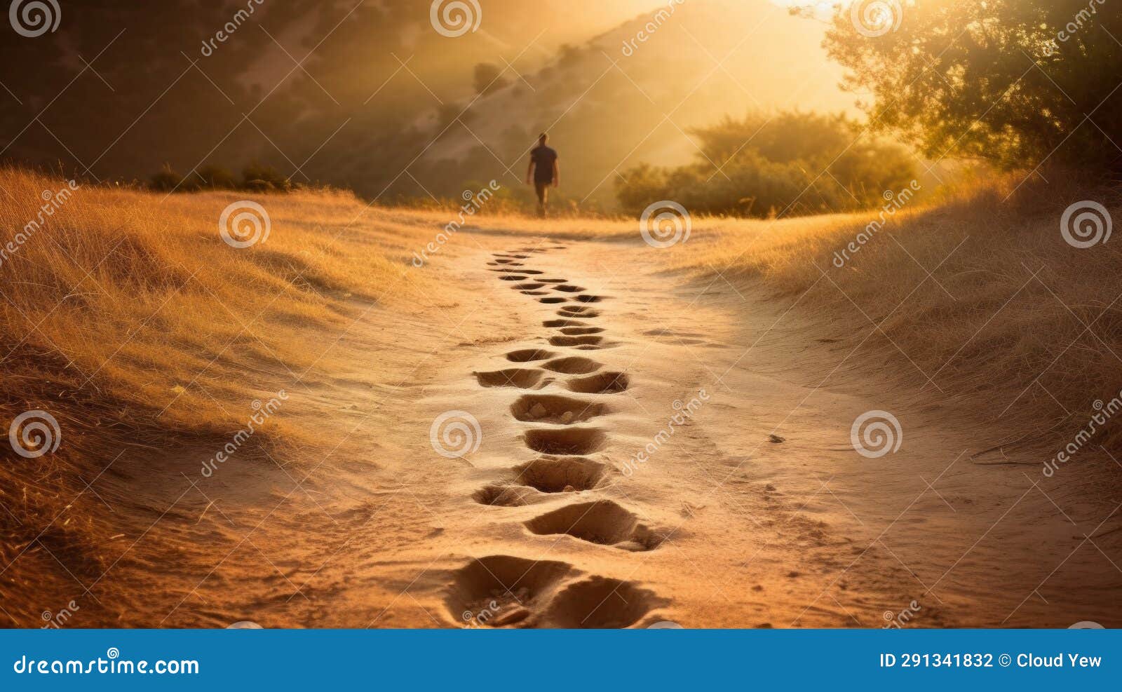 Footprints on Goal-achieving Path Stock Illustration - Illustration of ...