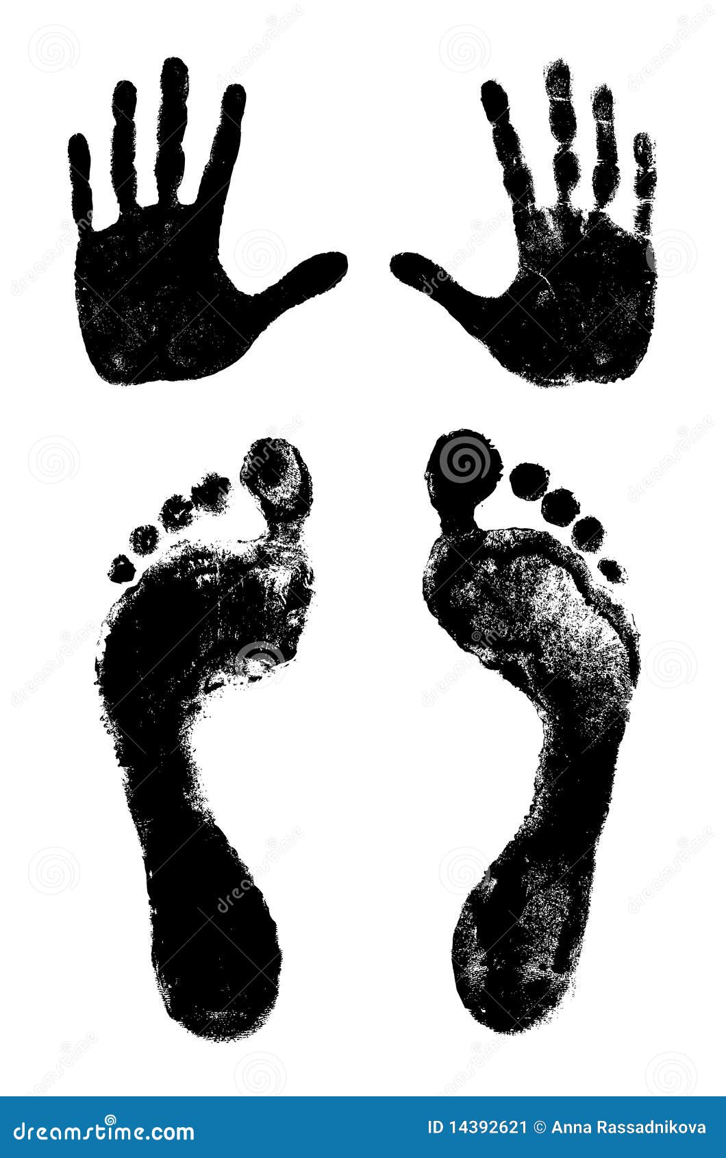 Footprints And Handprints Doodle Set Vector Illustration ...