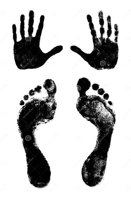 Footprints and hand prints stock vector. Illustration of palm - 14392621