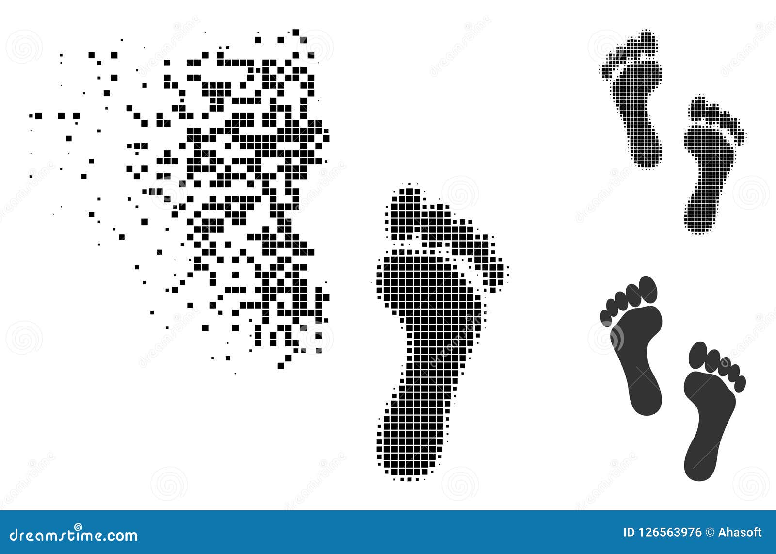 Dissolved Pixelated Halftone Footprints Icon Stock Vector ...