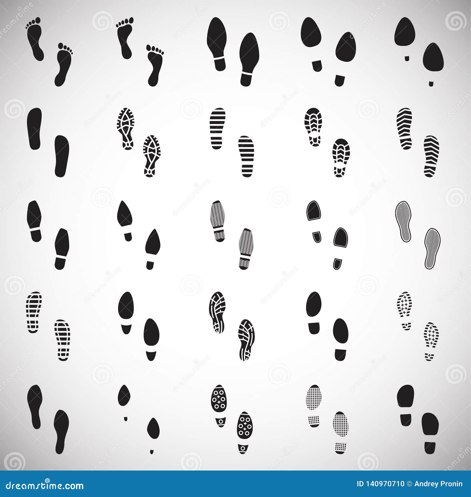 Footprints Icons Set on White Background for Graphic and Web Design ...