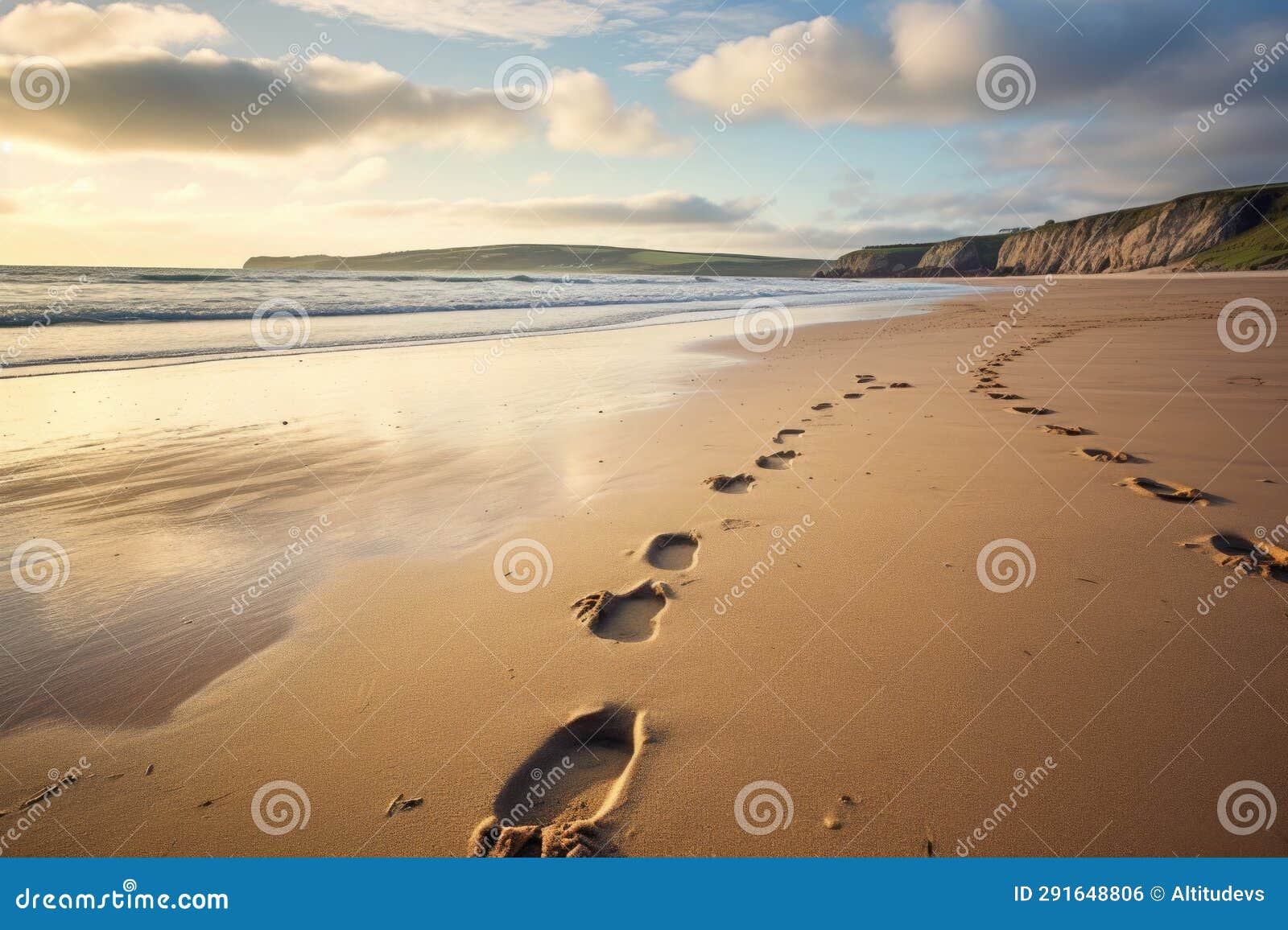 Footprints Leading in Opposite Directions on a Sandy Beach Stock Photo ...