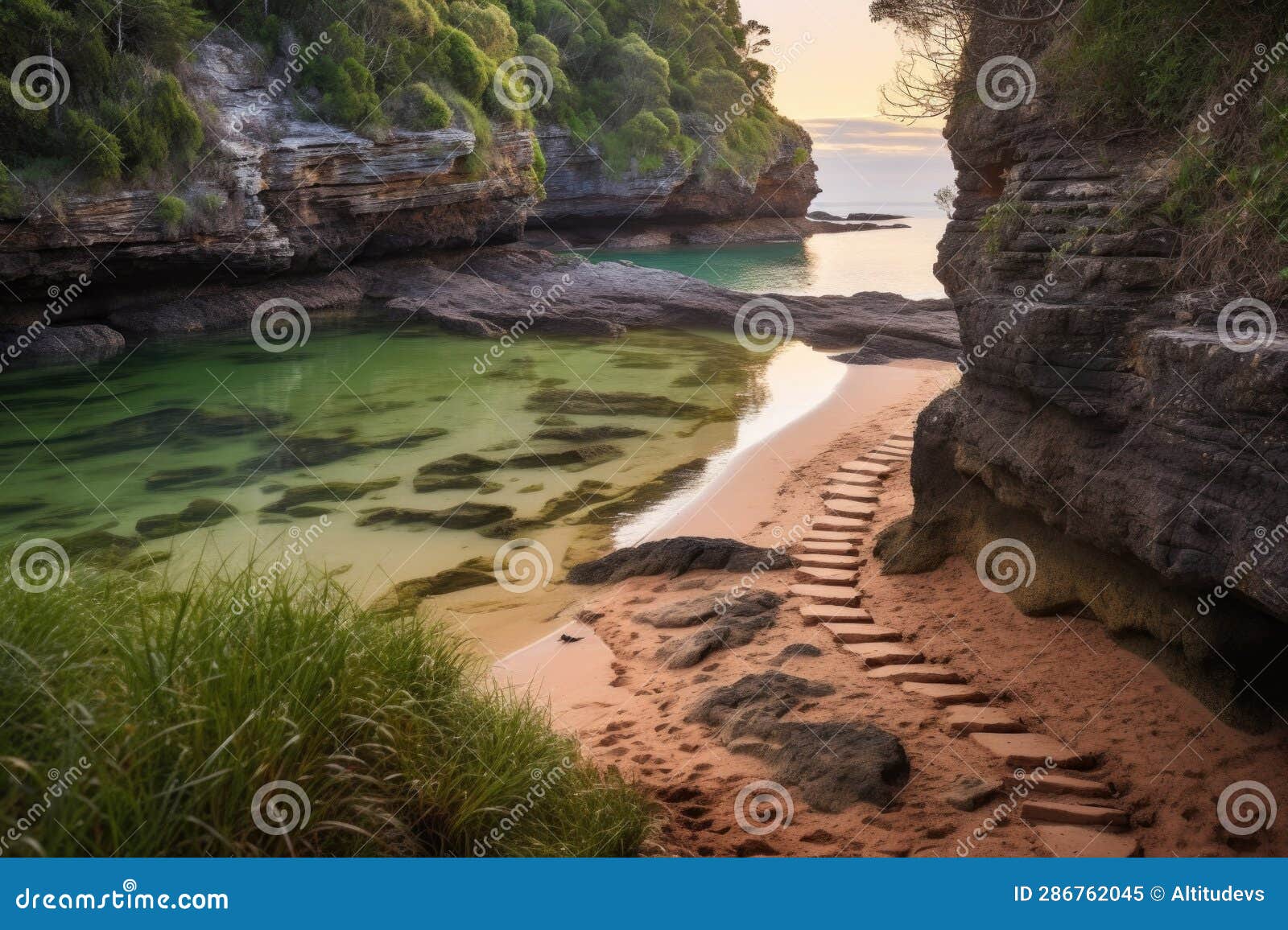 Footprints Leading To a Hidden Beach Cove Stock Image - Image of nature ...