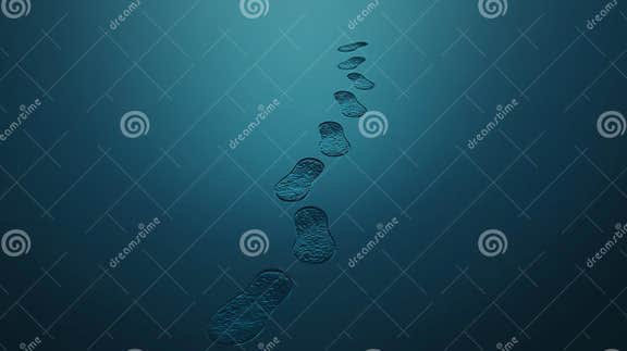 Footprints Leading into the Unknown on a Blue Background Stock ...