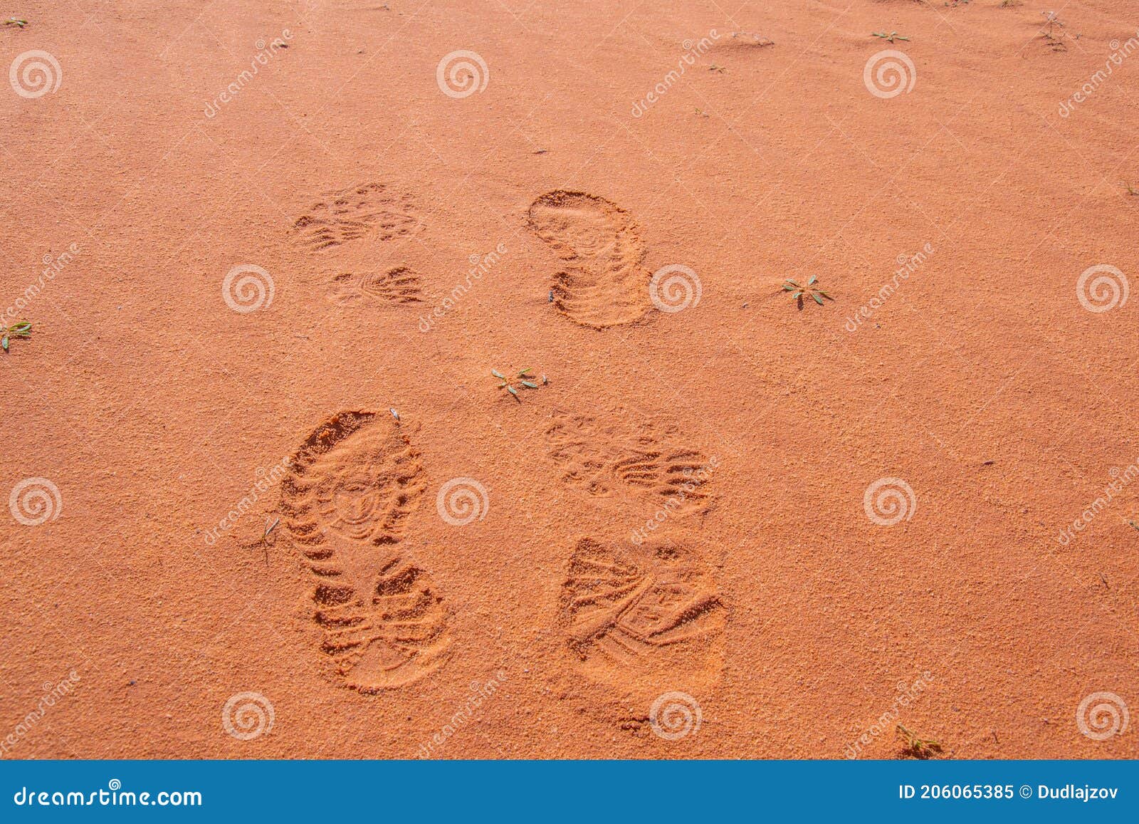 Footprints at Red Sand of Wadi Rum, Jordan Stock Image - Image of ...