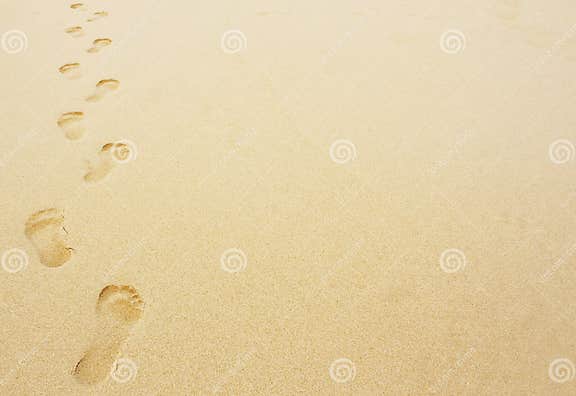 Footprints in the Sand Background Stock Image - Image of barefoot ...