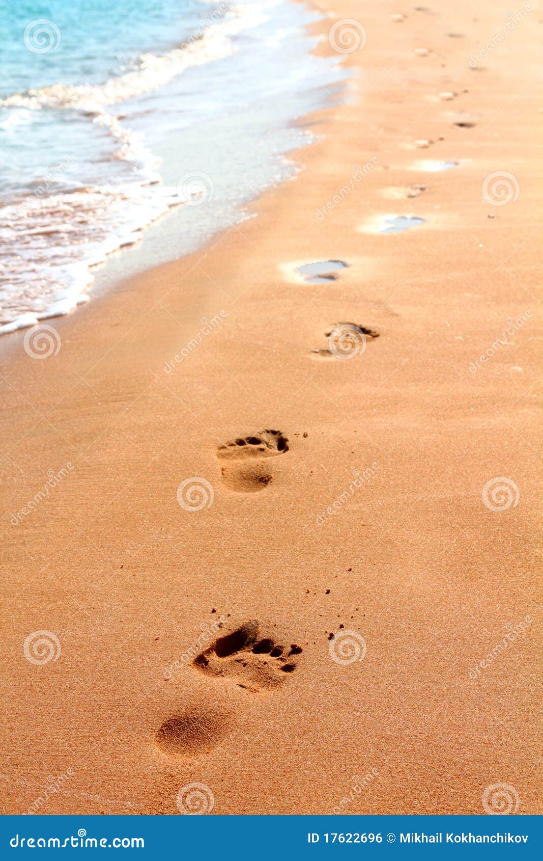 Footprints on sand beach stock photo. Image of sand, climate - 17622696