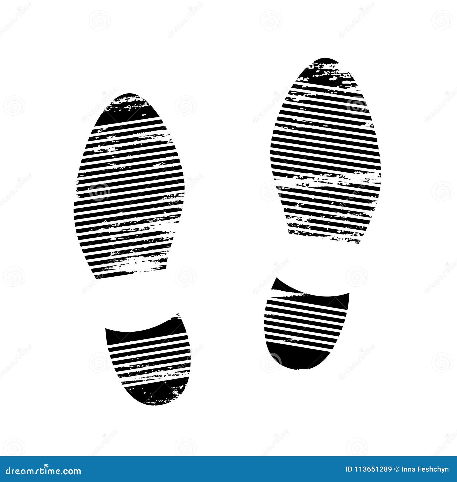 Footprints and Shoeprints Icons in Black and White Showing Bare Feet ...