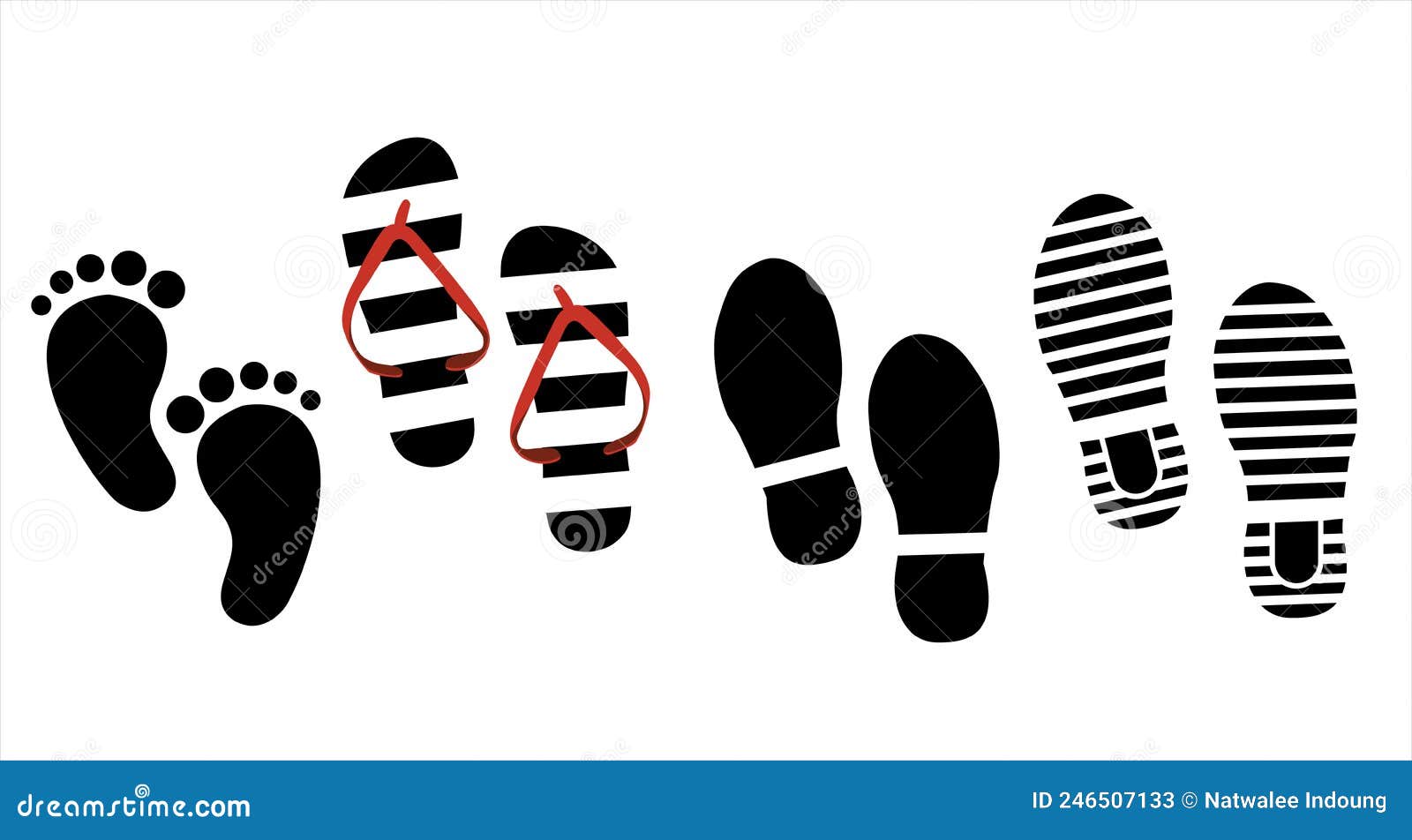 Footprints of Shoes and Sandals Printed - Vector Stock Illustration ...
