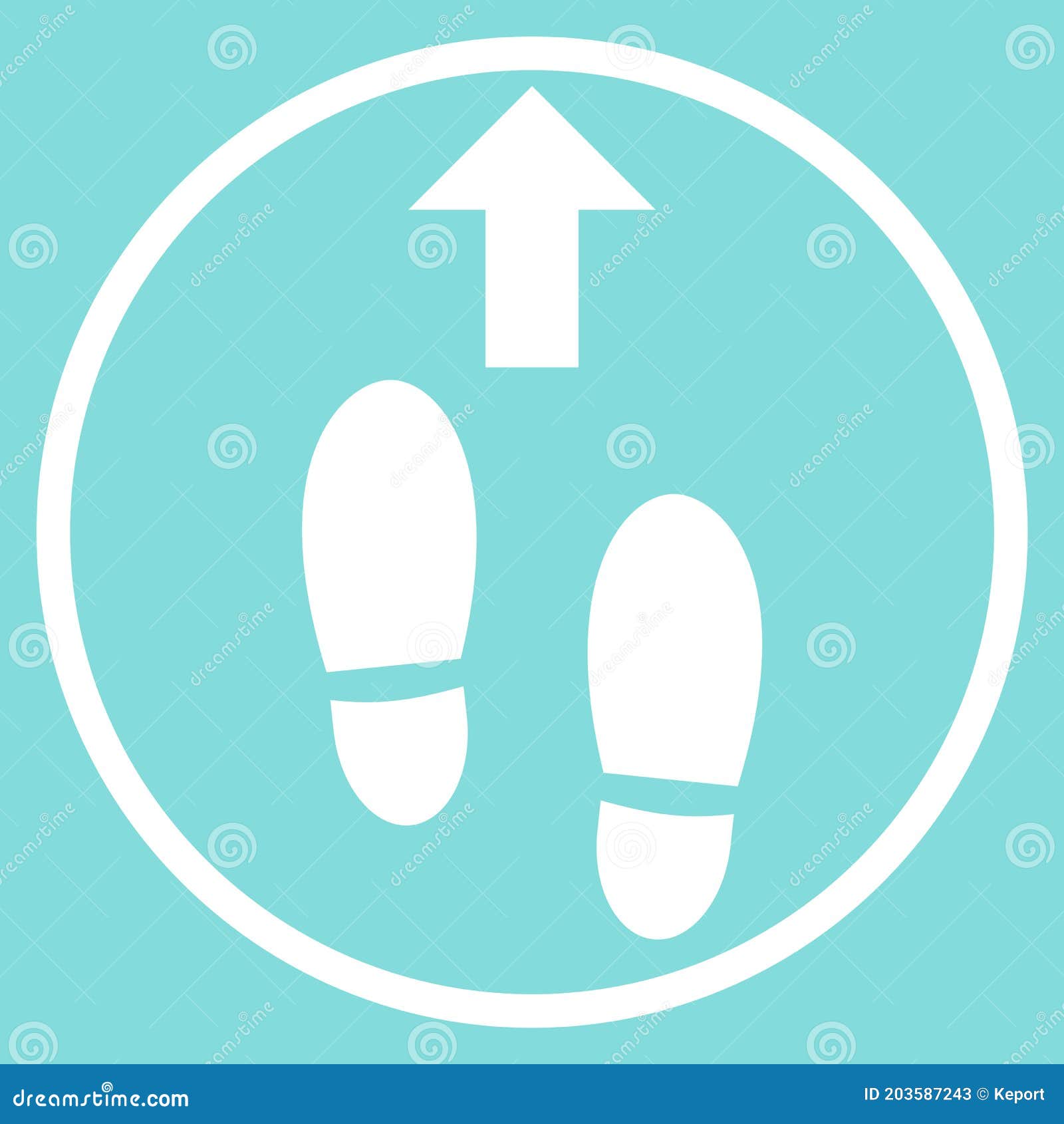 Footprints Showing Direction for Visitors - Light Blue White Stock ...