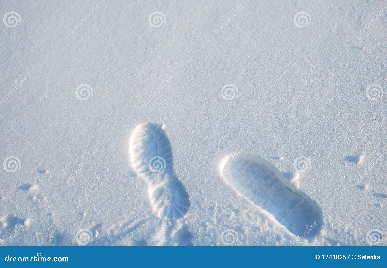 Footprints in the snow. stock image. Image of alone, blue - 17418257
