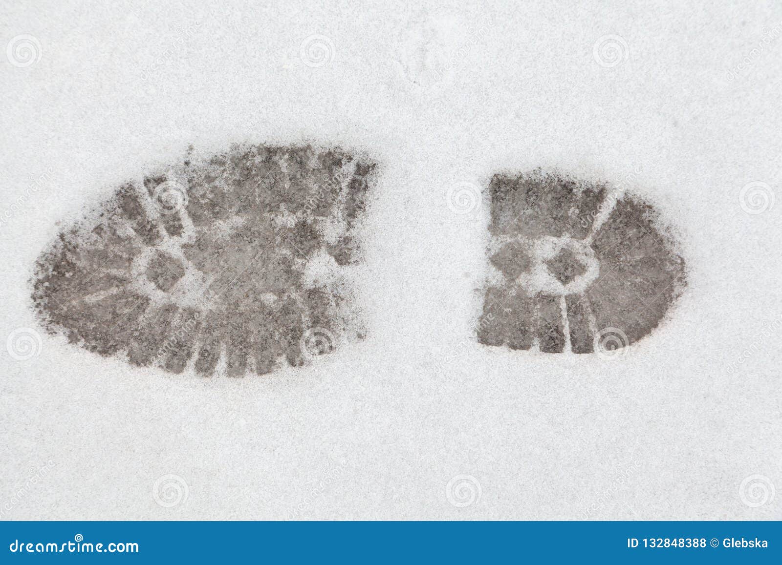 Imprint of Shoes on White Snow Stock Photo - Image of footprint ...