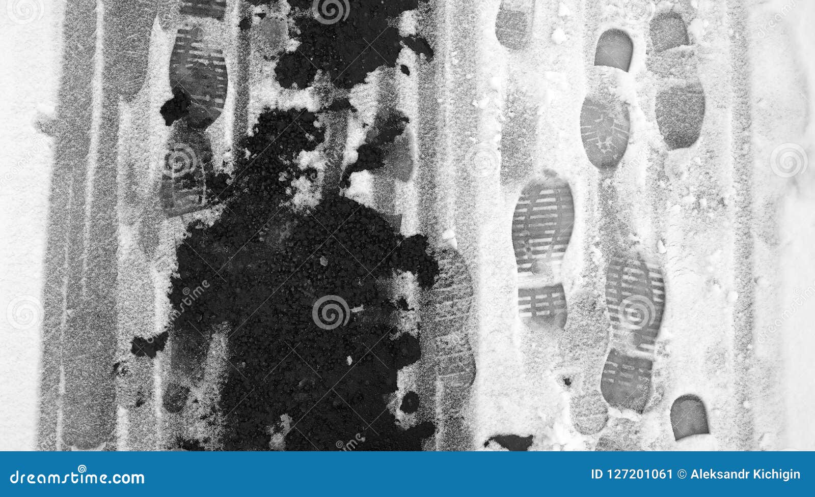 Footprints in the Snow. Footprints on the First Snow. Imprint an Stock ...