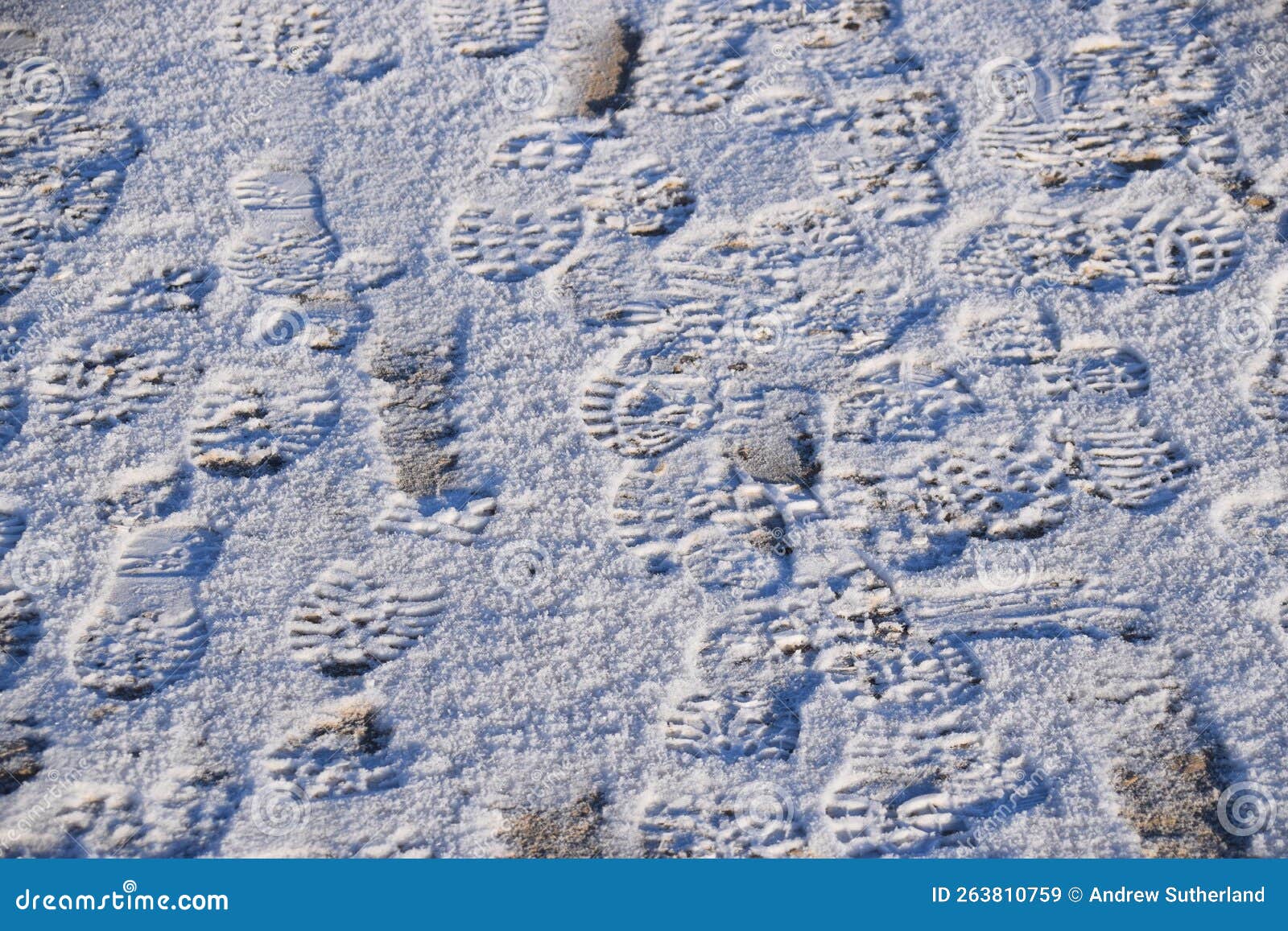 Footprints in the Snow and Ice. Stock Image - Image of pathway, outdoor ...