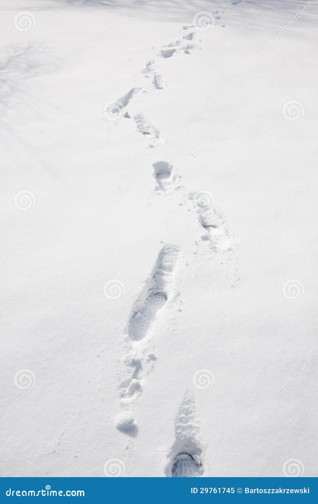 Footprints in the Snow Reflected Stock Image - Image of long, alone ...