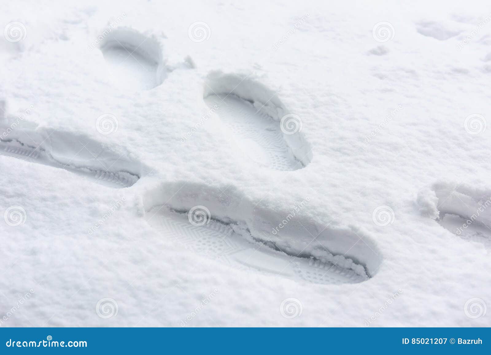 Footprints on snow stock image. Image of immaculate, goal - 85021207