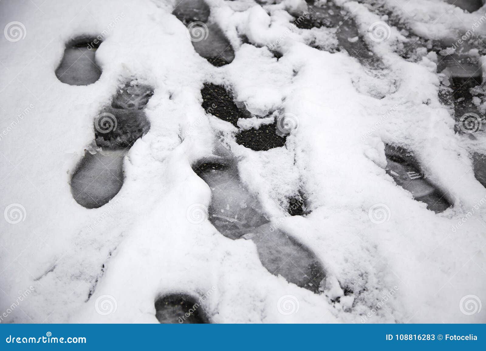 Footprints in snow stock image. Image of cold, path - 108816283