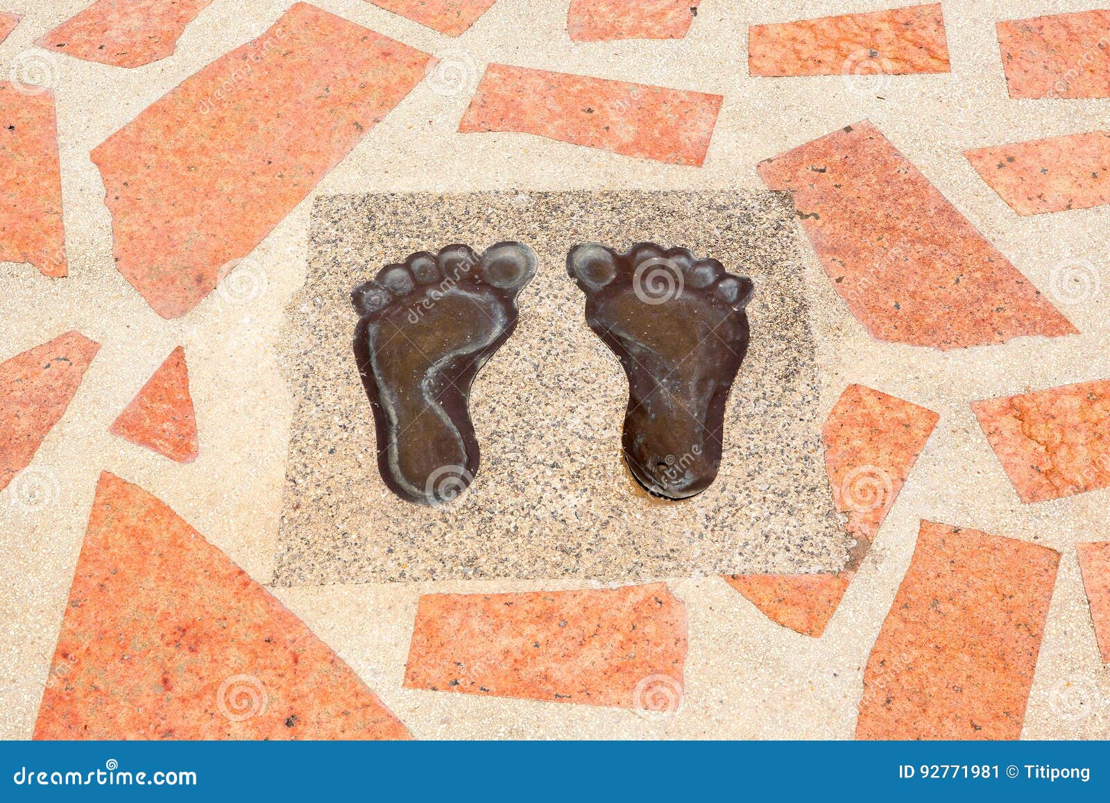 Footprints Stamped on Brass Metal. Stock Image - Image of chase, look ...