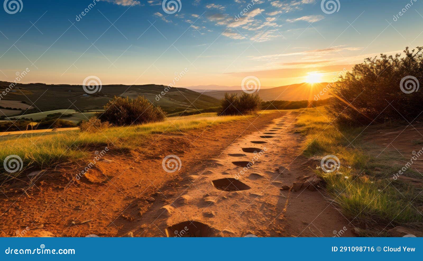 Footprints on Success-marked Path Stock Illustration - Illustration of ...