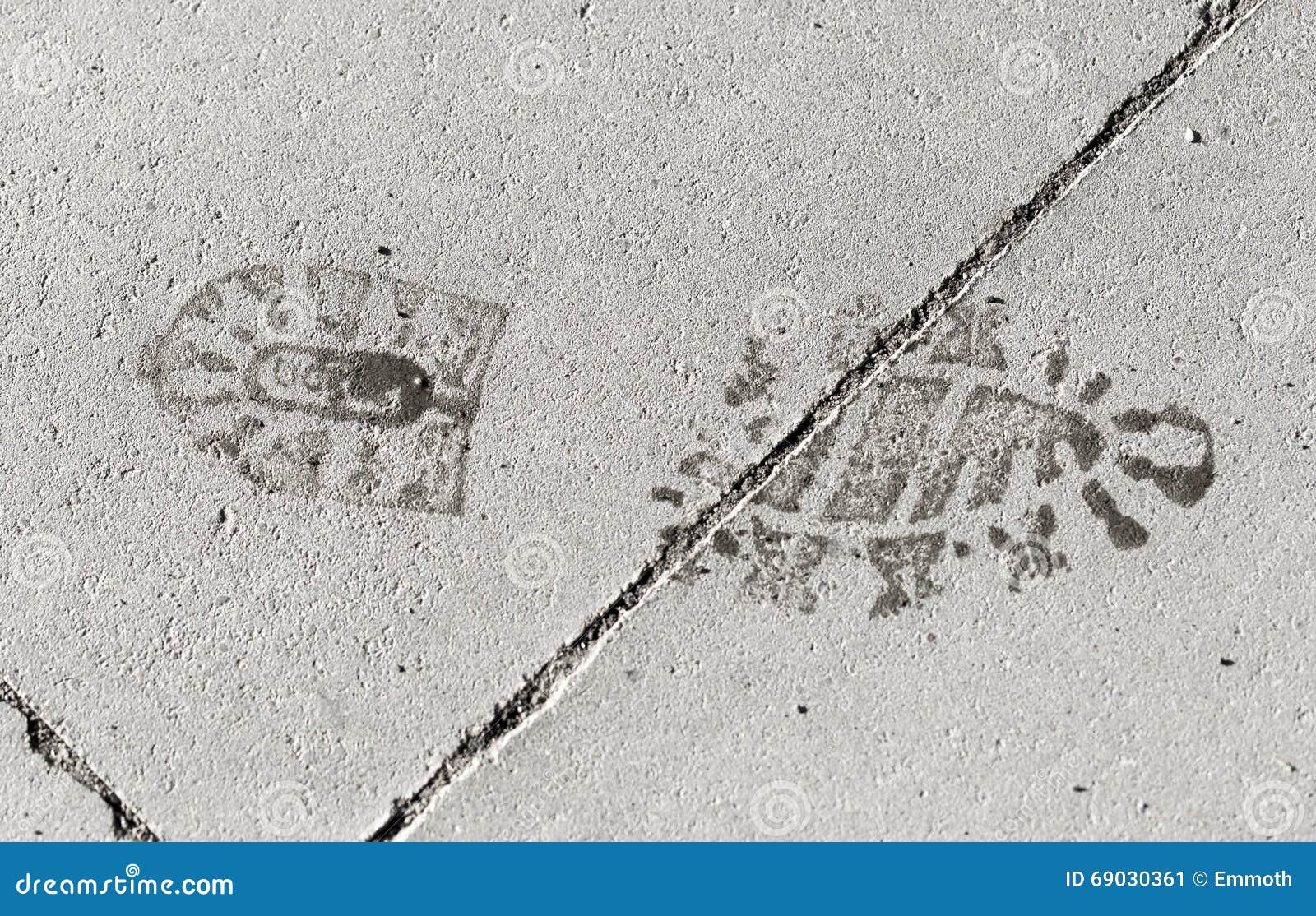 Footstep Imprint on Pavement Stock Image - Image of concrete, imprint ...