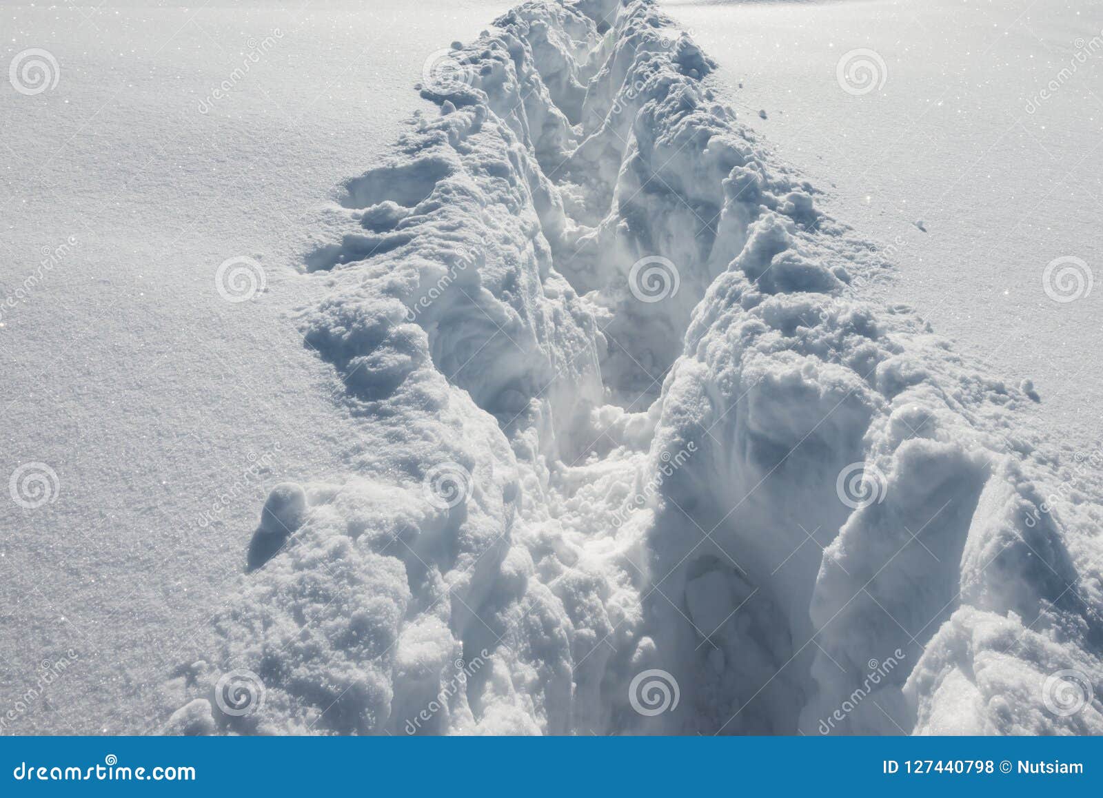 Footstep on the snow stock photo. Image of footstep - 127440798