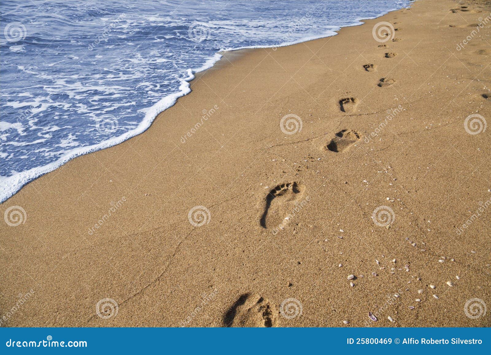 Footsteps stock image. Image of shore, waves, foot, sand - 25800469