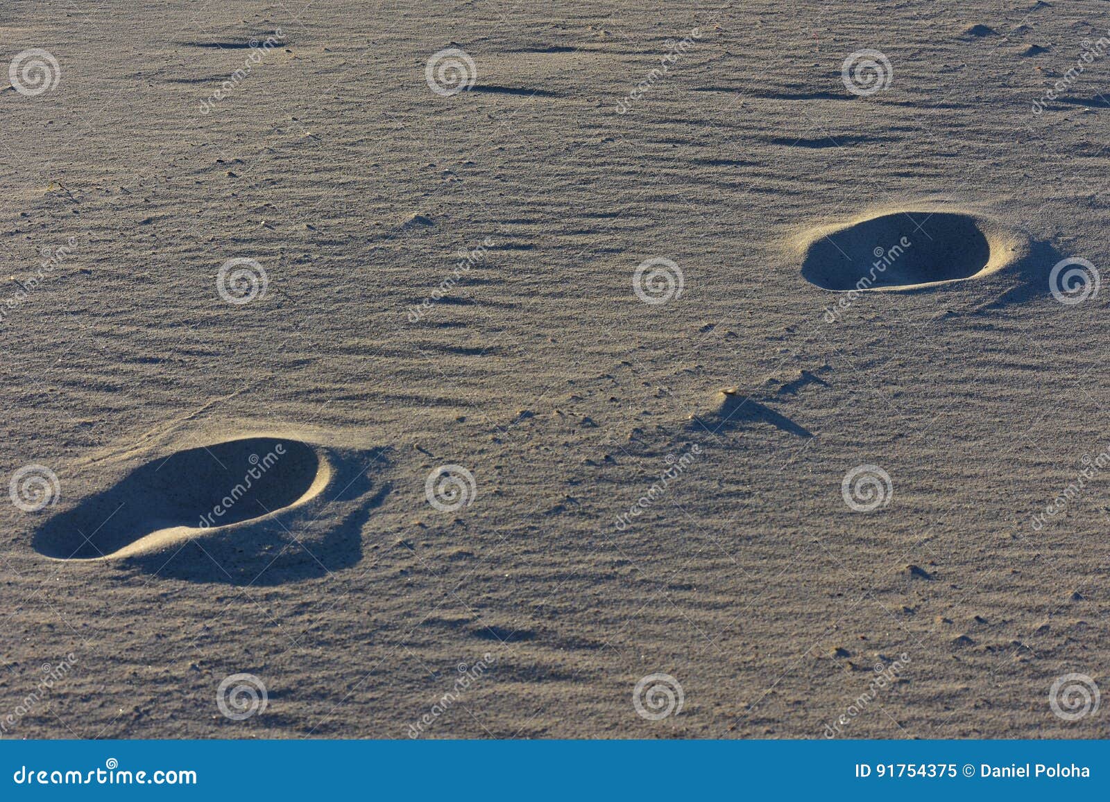 Footsteps in fine sand stock image. Image of short, mark - 91754375