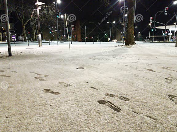 Footsteps on the Fresh Snow Stock Image - Image of footstep, footsteps ...