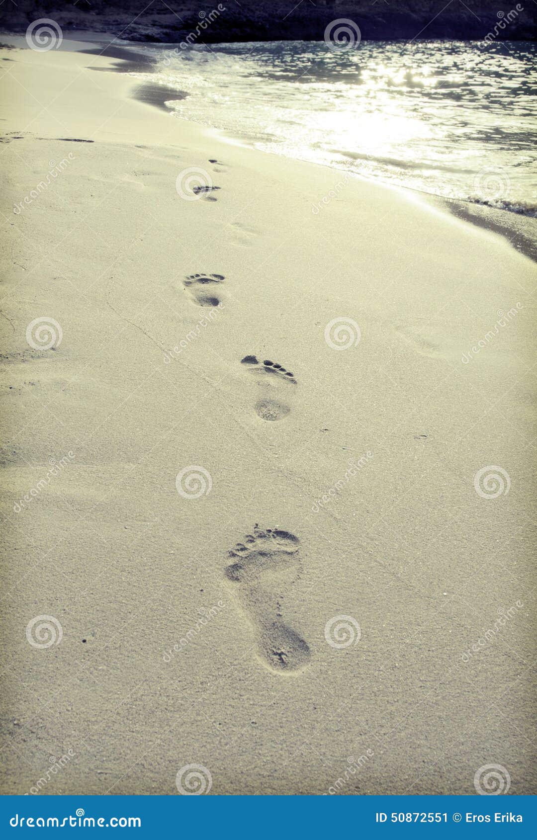 Footsteps in the sand stock image. Image of beach, path - 50872551