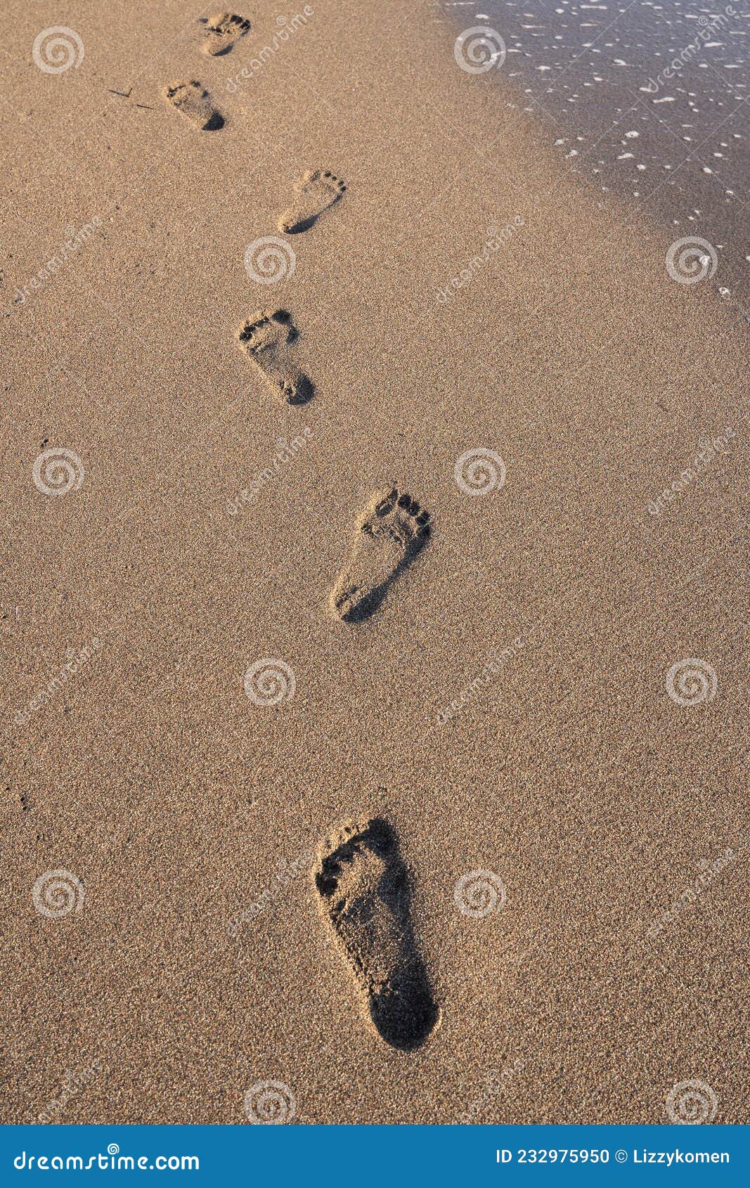 Footsteps in the Sand on the Beach Stock Photo - Image of copy, stroll ...