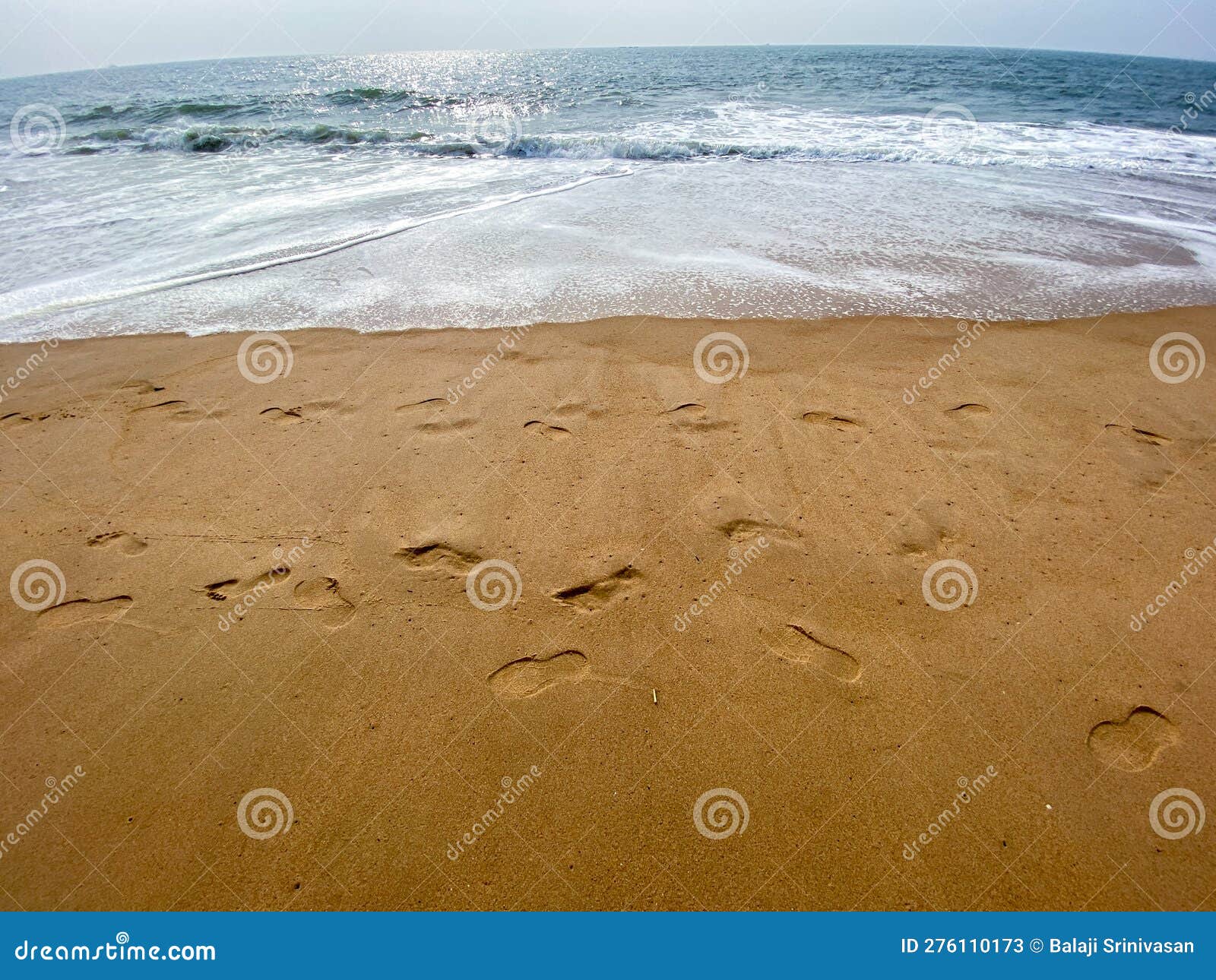 Footsteps on the Sand beside the Sea Stock Image - Image of nature ...
