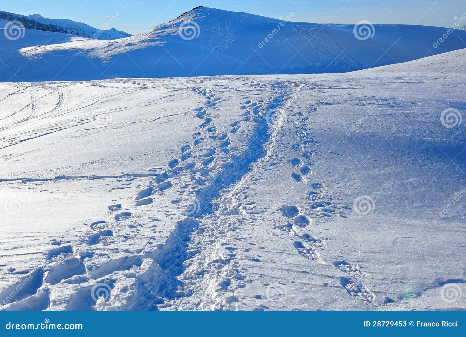 Footsteps on the Snow in the Alps Stock Image - Image of alps, fiemme ...