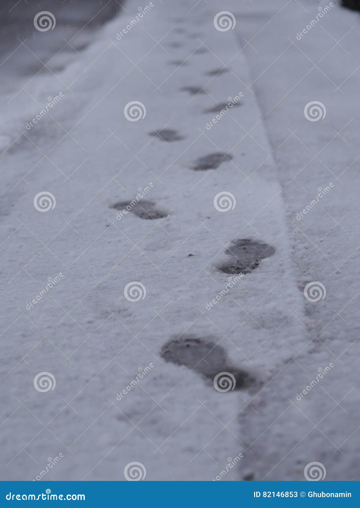 Footsteps in snow stock image. Image of human, closeup - 82146853