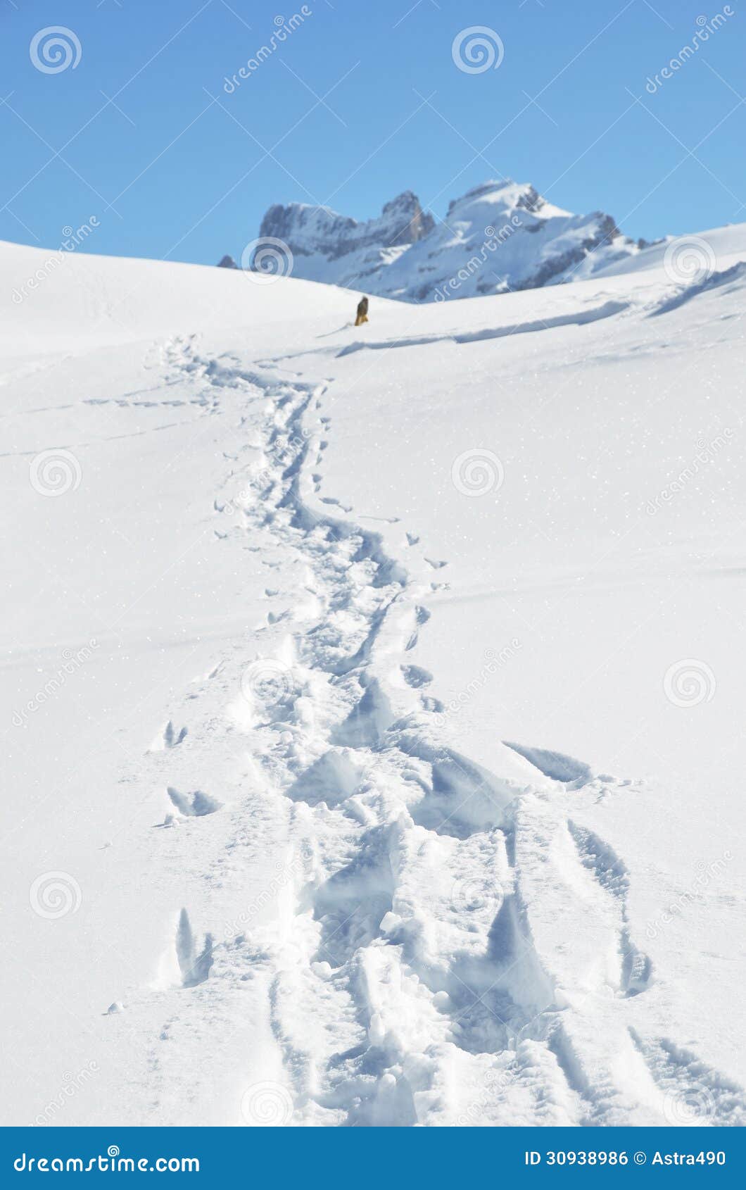 Footsteps on the snow stock photo. Image of rescue, scenery - 30938986